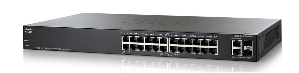 🔀 Cisco SF200-24P 24 Porte 10/100 PoE Smart Switch 2x SFP + Supporto 🔀