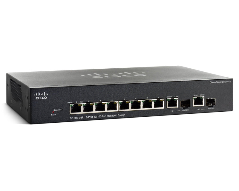 🔀 Cisco SF302-08P Switch 8 Porte PoE Gestibile Gigabit SFP Layer 3 🌐